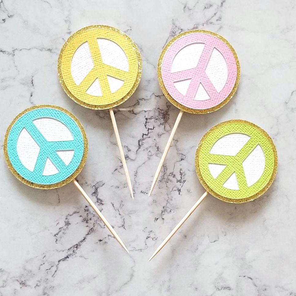 Peace Signs Cupcake Toppers - Etsy