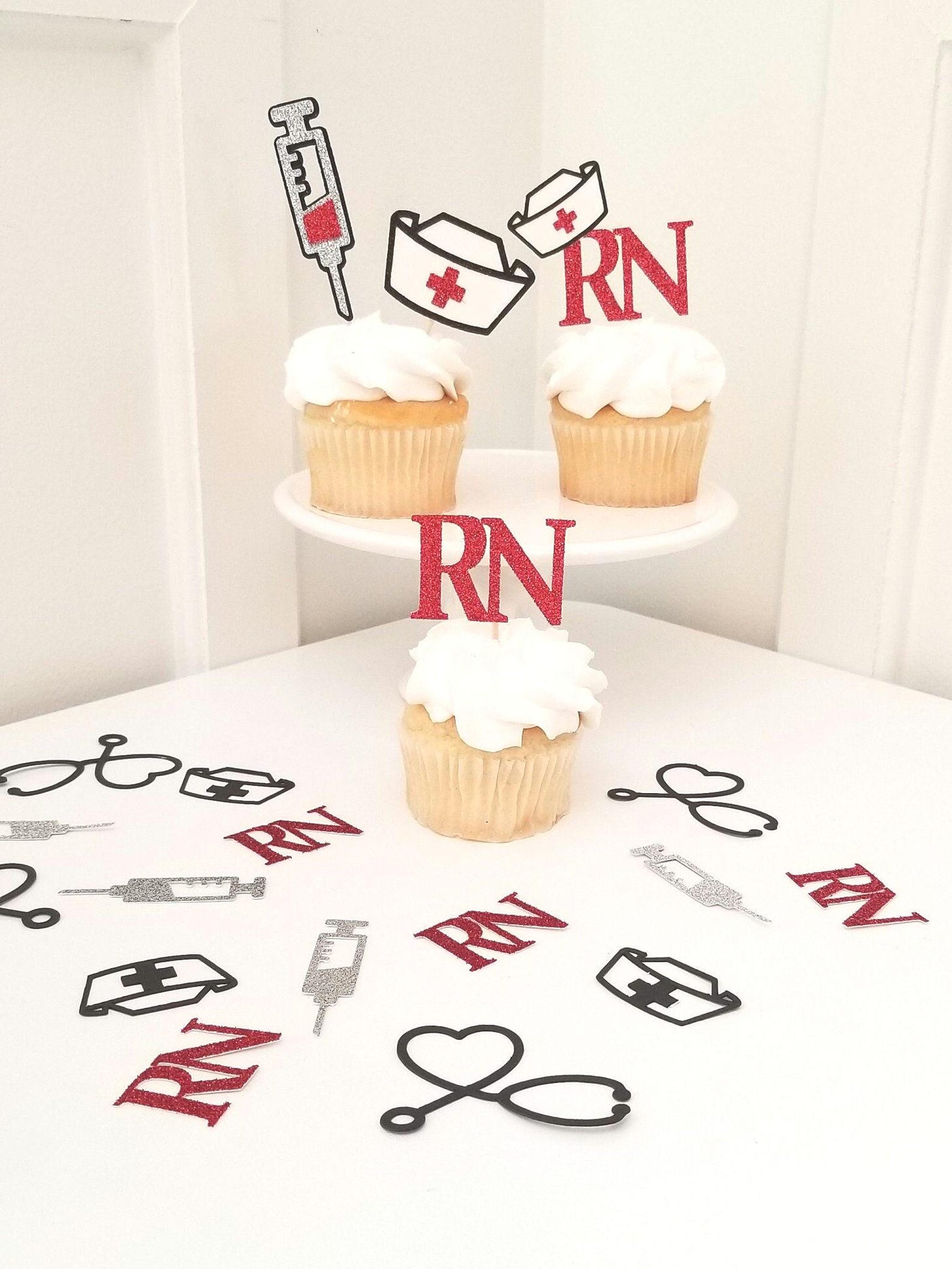 RN Cupcake Toppers, Registered Nurse Cupcake Toppers, Nurse Graduation ...