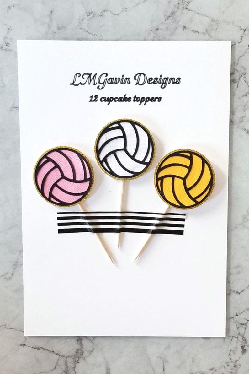 Volleyball Cupcake Toppers - Etsy