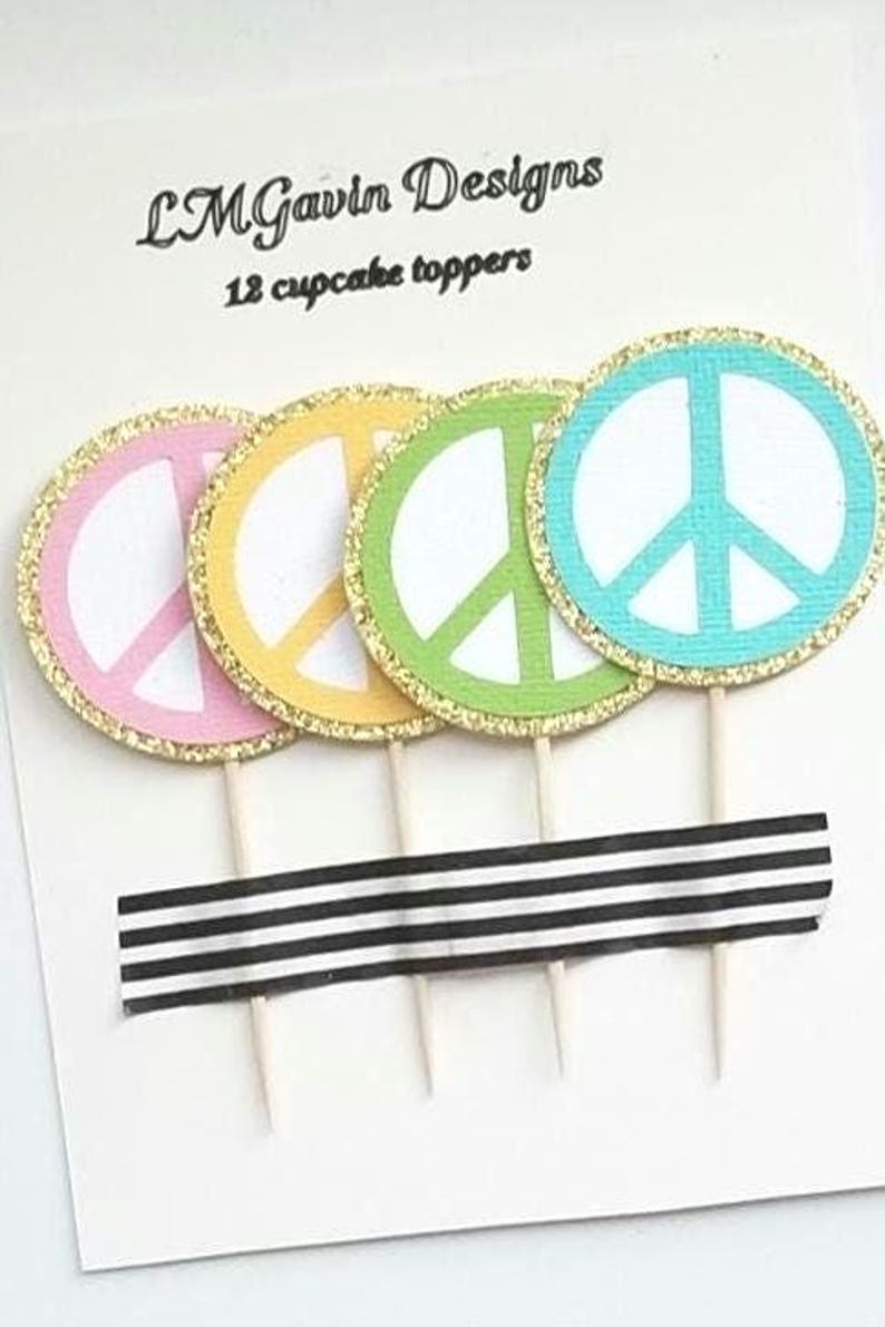 Peace Signs Cupcake Toppers - Etsy