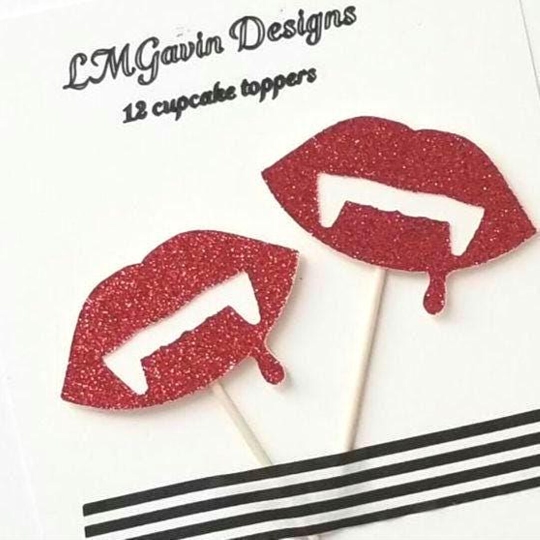 Vampire Teeth Cupcake Toppers - Etsy