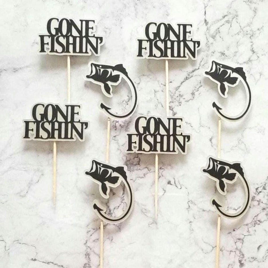 Fishing Cupcake Toppers, Gone Fishing Cupcake Toppers - Etsy
