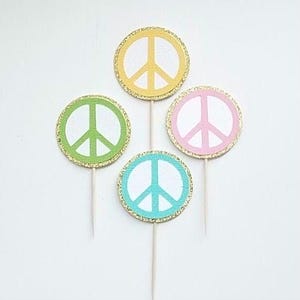 Peace Signs Cupcake Toppers - Etsy