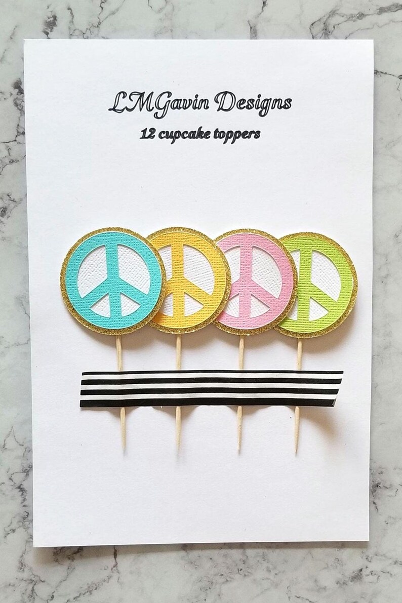 Peace Signs Cupcake Toppers - Etsy