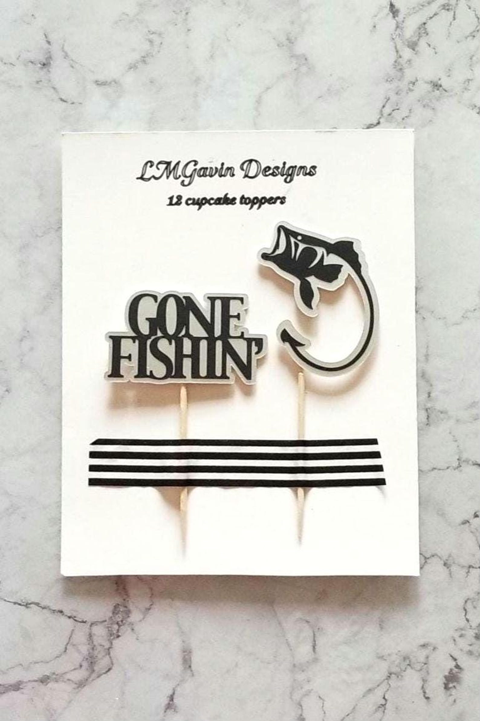 Fishing Cupcake Toppers, Gone Fishing Cupcake Toppers - Etsy