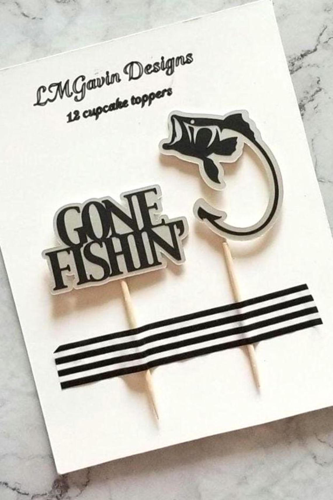 Fishing Cupcake Toppers, Gone Fishing Cupcake Toppers - Etsy