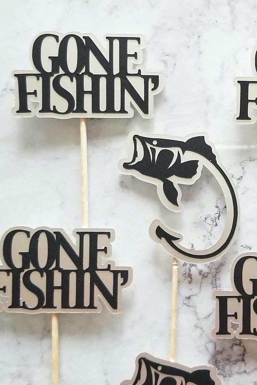 Fishing Cupcake Toppers, Gone Fishing Cupcake Toppers - Etsy