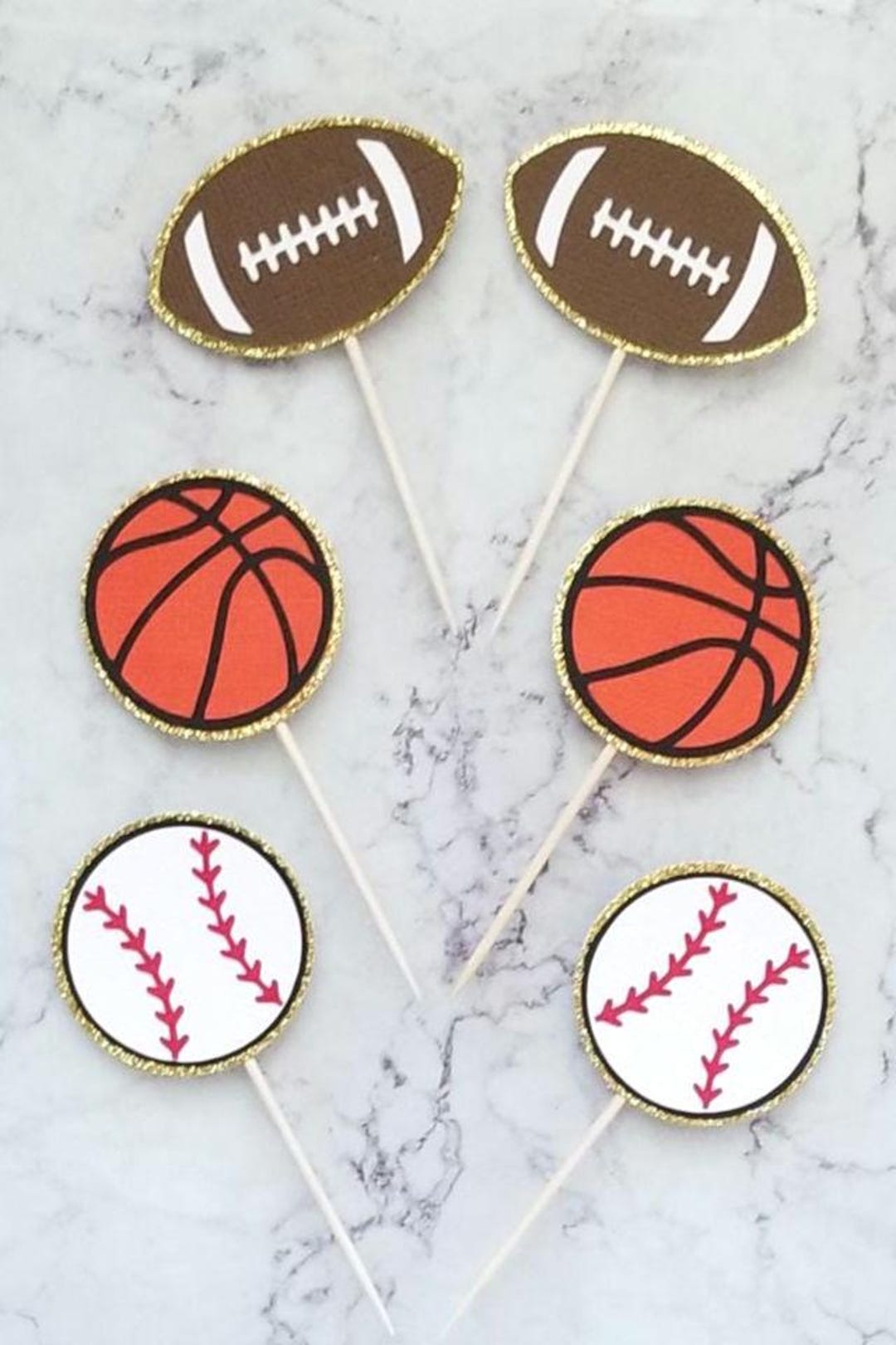 Sports Balls Cupcake Toppers - Etsy