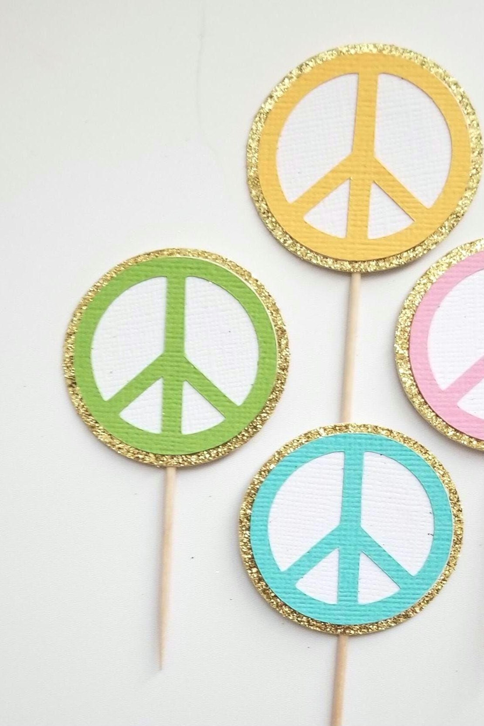 Peace Signs Cupcake Toppers - Etsy