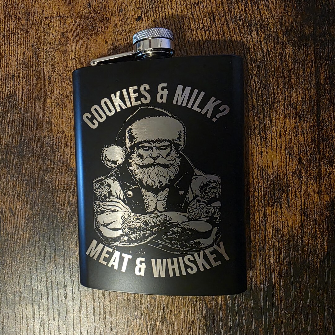 Tactical Santa Flask – Meat & Whiskey, Black Stainless Steel 8oz - Etsy