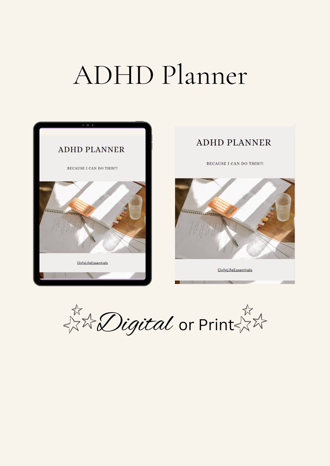 Digital or Printable ADHD Planner! Includes 12-month Calendar, Weekly ...