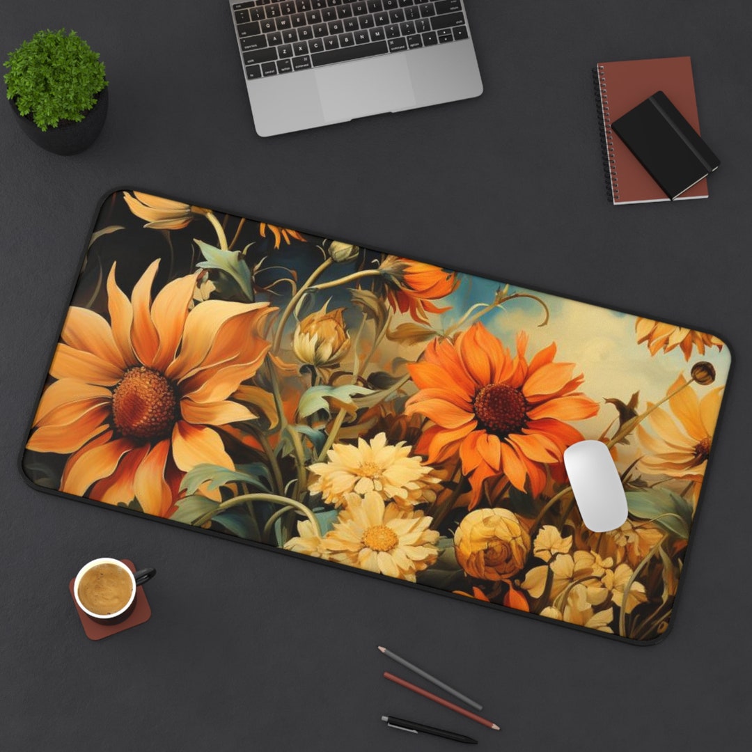 Cottagecore Floral Desk Mat/sunny but Dark Sunflower Desk Mat/dark ...