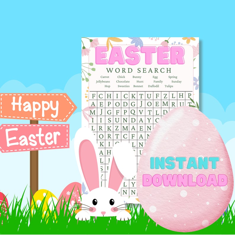 Easter Word Search Printable Easter Game - Etsy