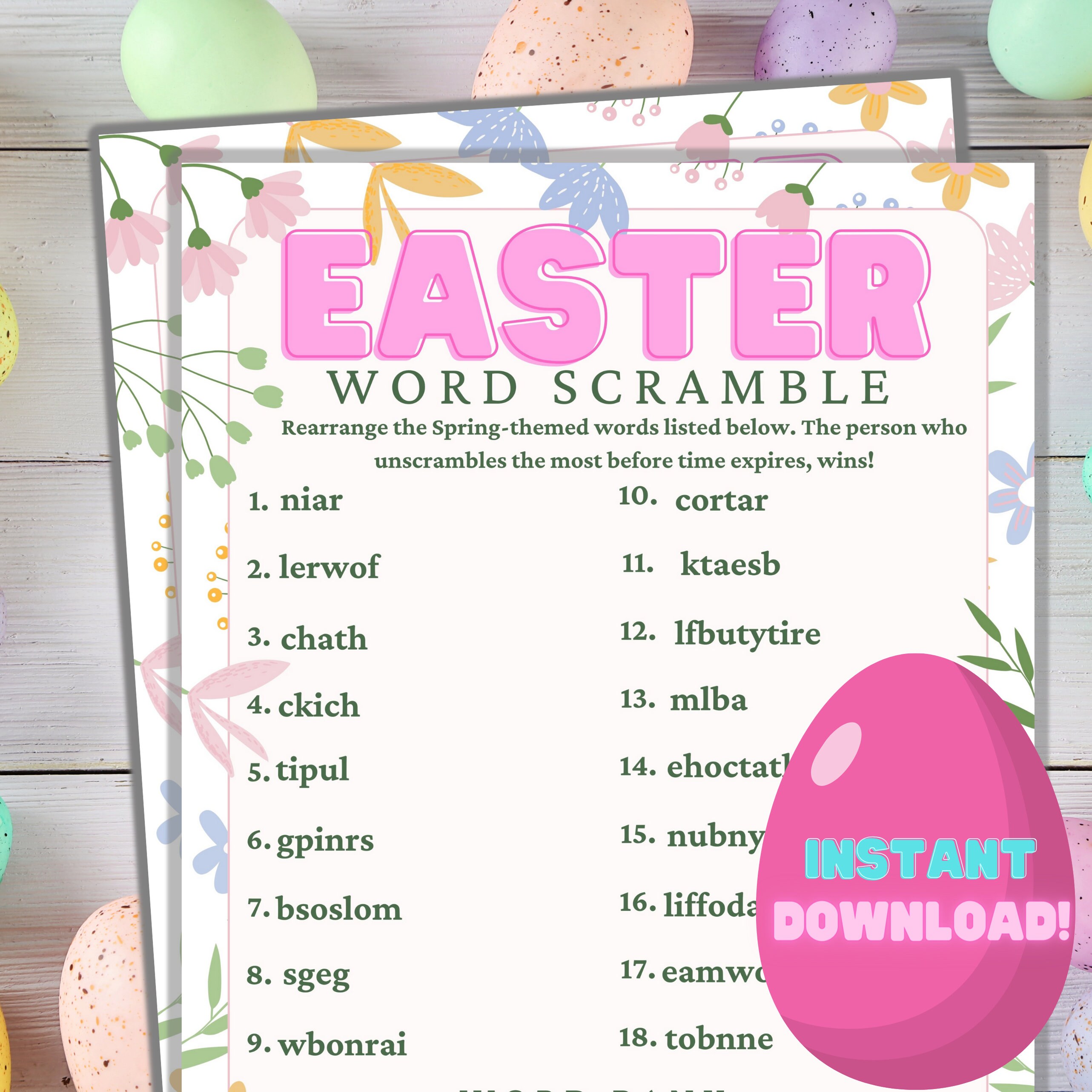 Easter Word Scramble Printable Easter Game - Etsy