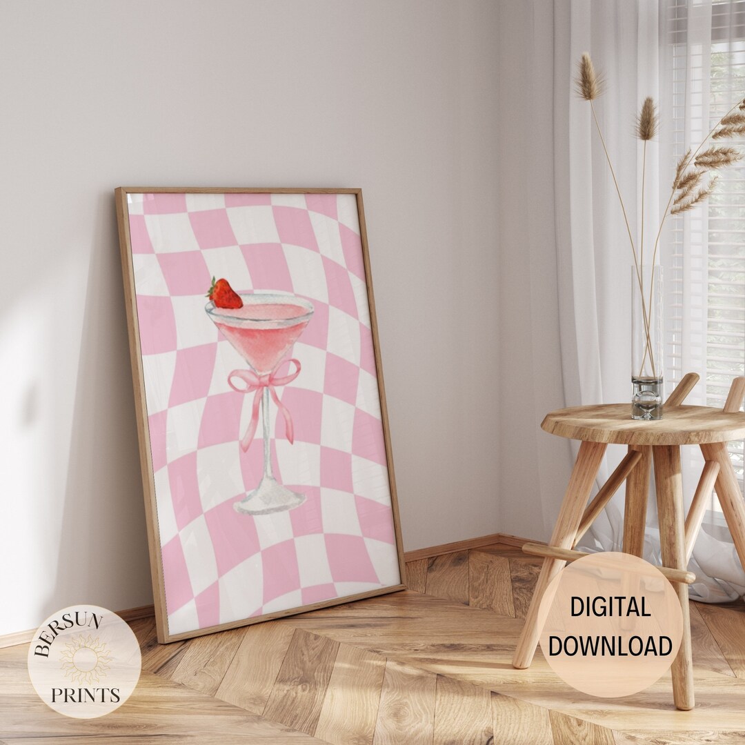 Coquette Pink Bow Drink Poster Apartment Home Decor Coquette Ribbon ...