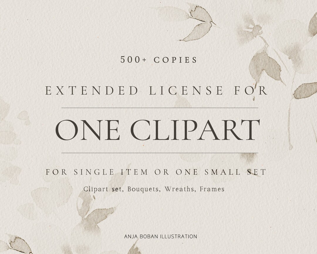 Extended License One Clipart, License for One Single Item or One Small ...