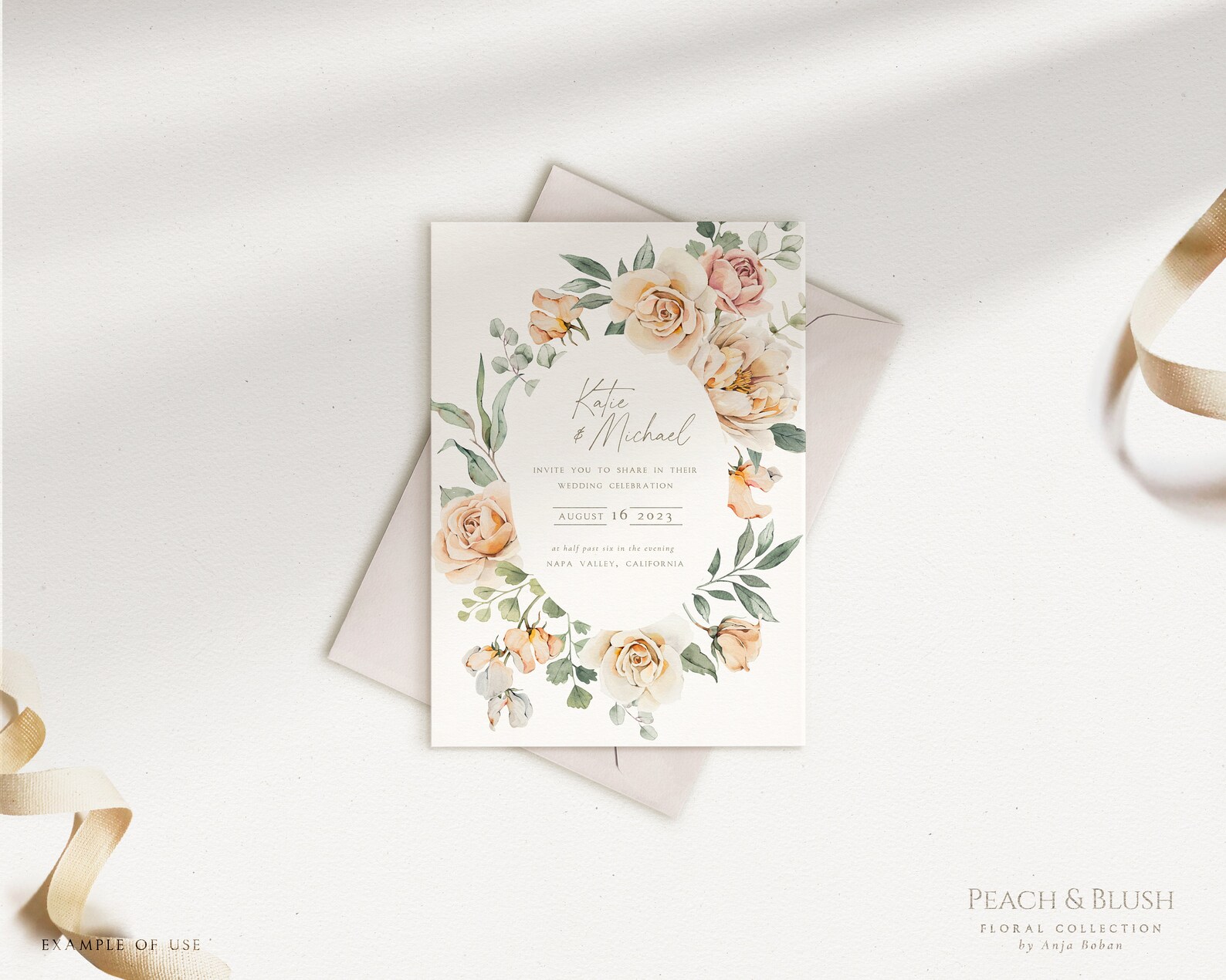 Floral Frame Clipart, Watercolor Peach Flower, Wreath Clipart ...