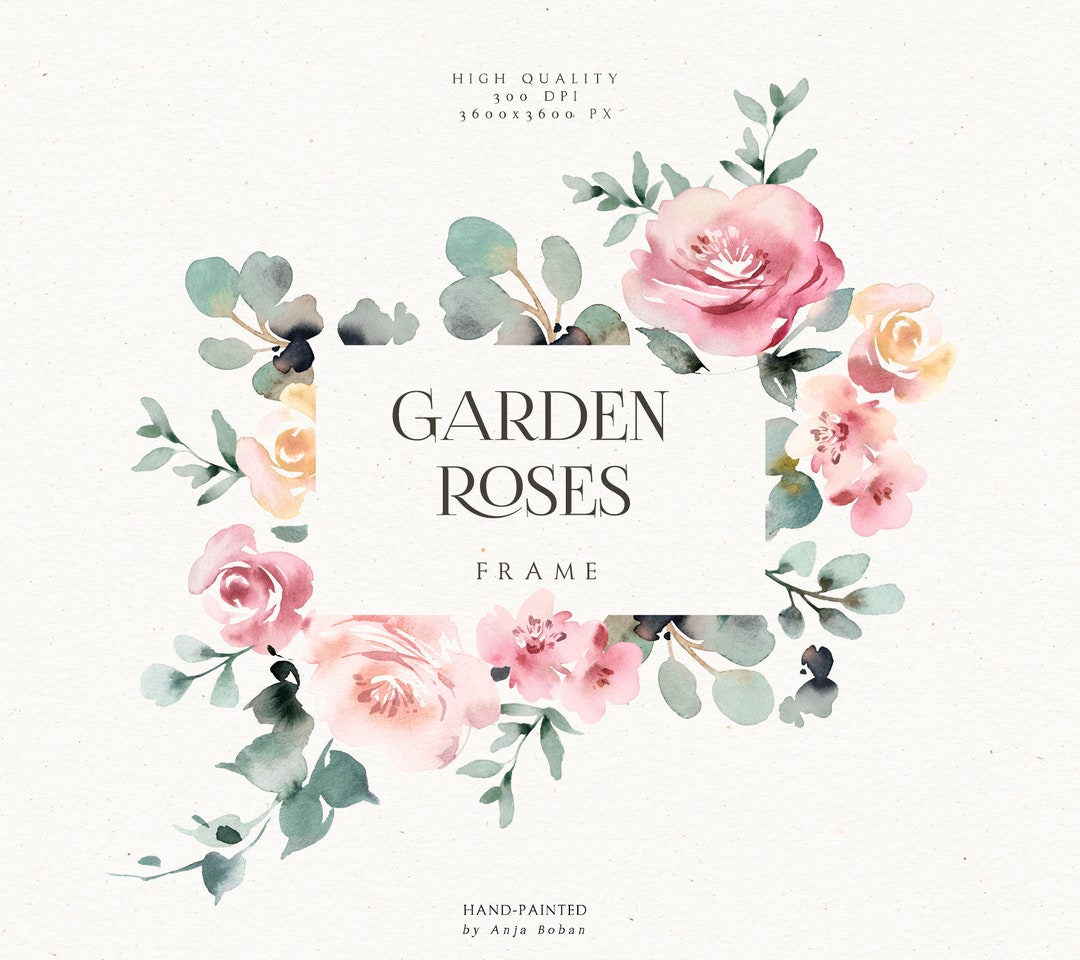 Spring Floral Frame Clipart, Hand Painted Blooms, Feminine Flower ...