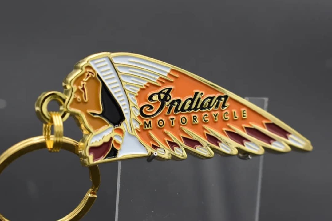 Indian Motorcycle Emblem Keychains. Single Sided, Imitation Gold Plated ...