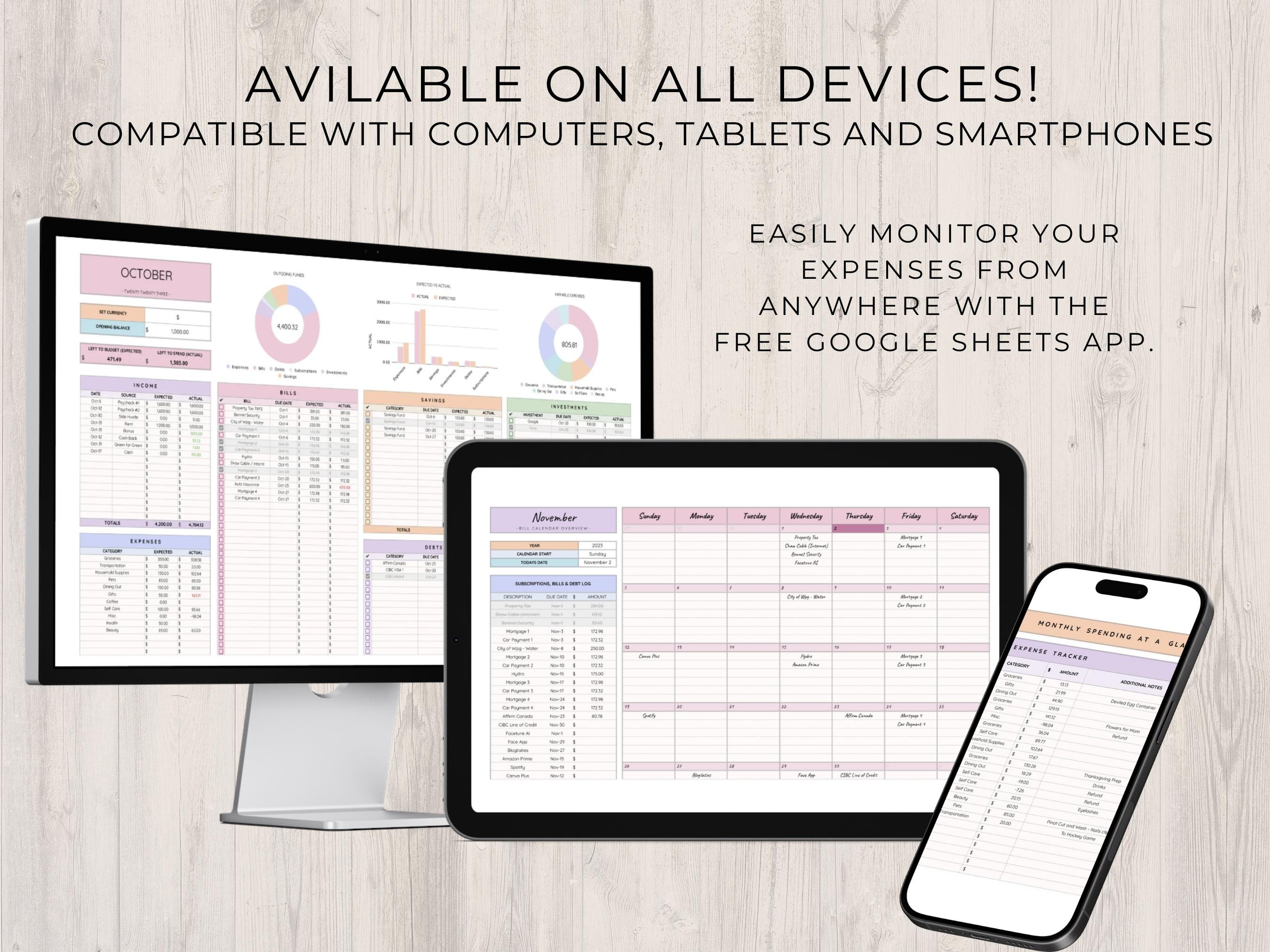 Simple Monthly Budget Spreadsheet Google Sheets Budget - Etsy