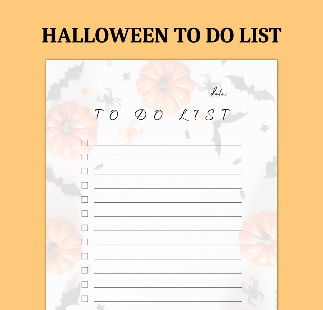 Halloween To-do List Printable: Simple Tasks List Template ...