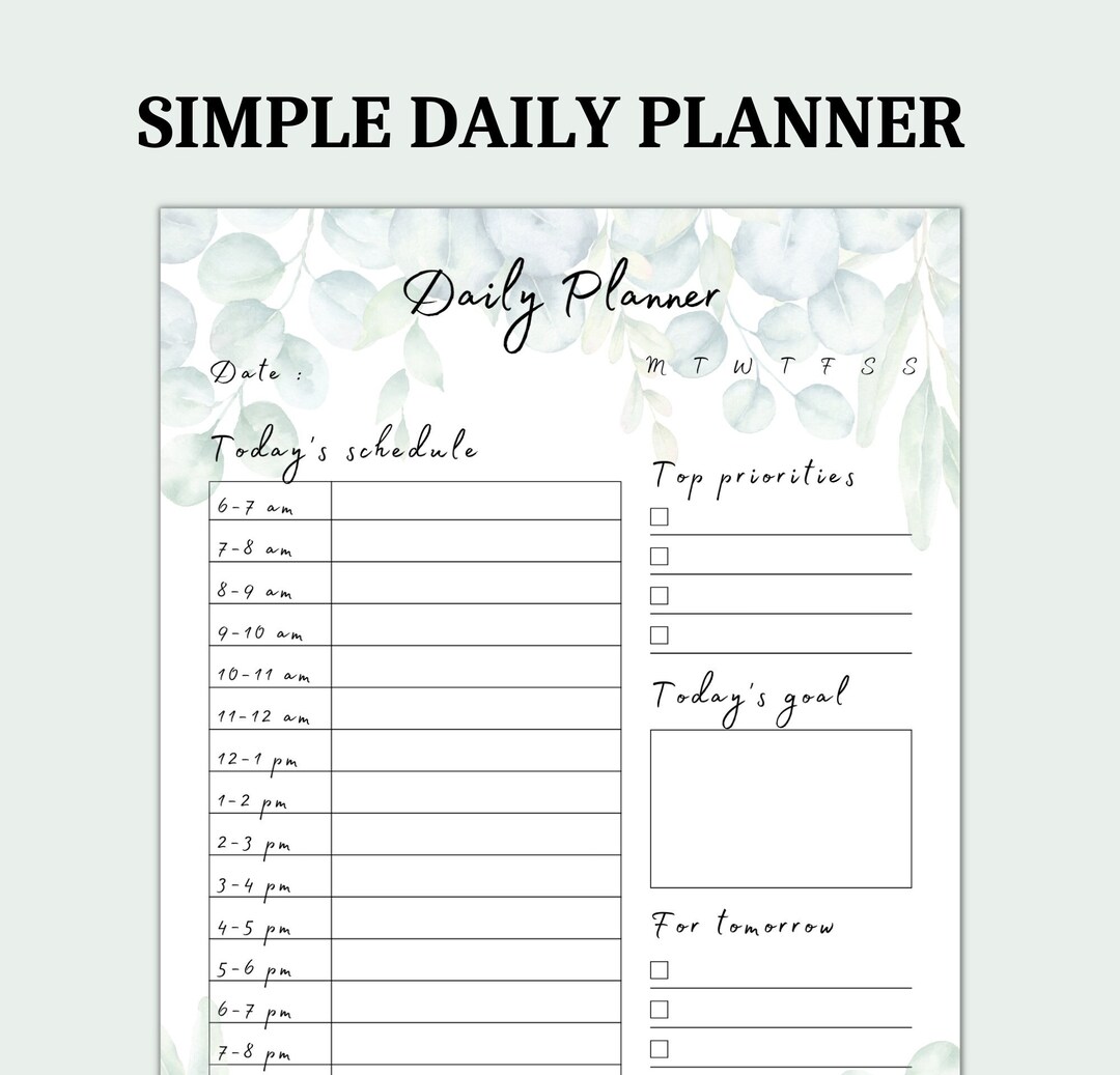 Daily Planner Printable, Daily to Do List for Scheduling, Everyday ...