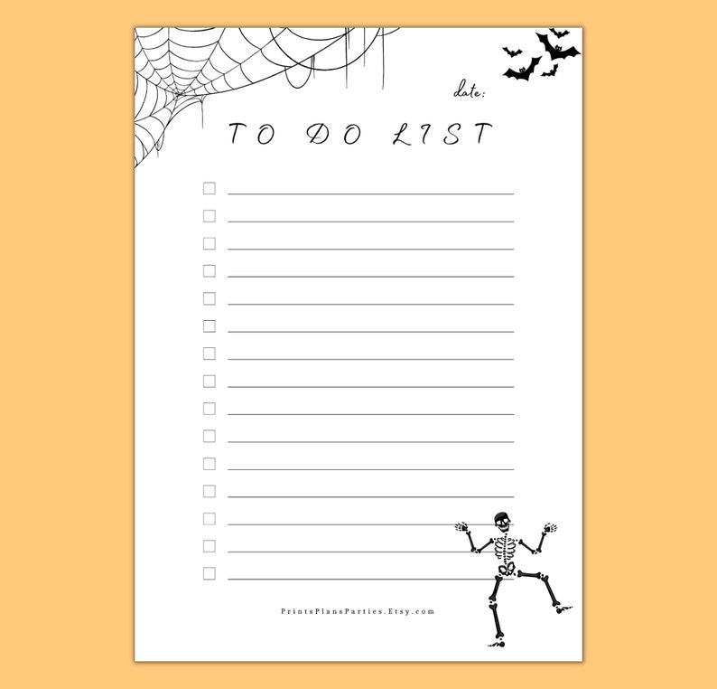 Halloween to Do List Printable, Spooky Task Organizer With Spider Webs ...