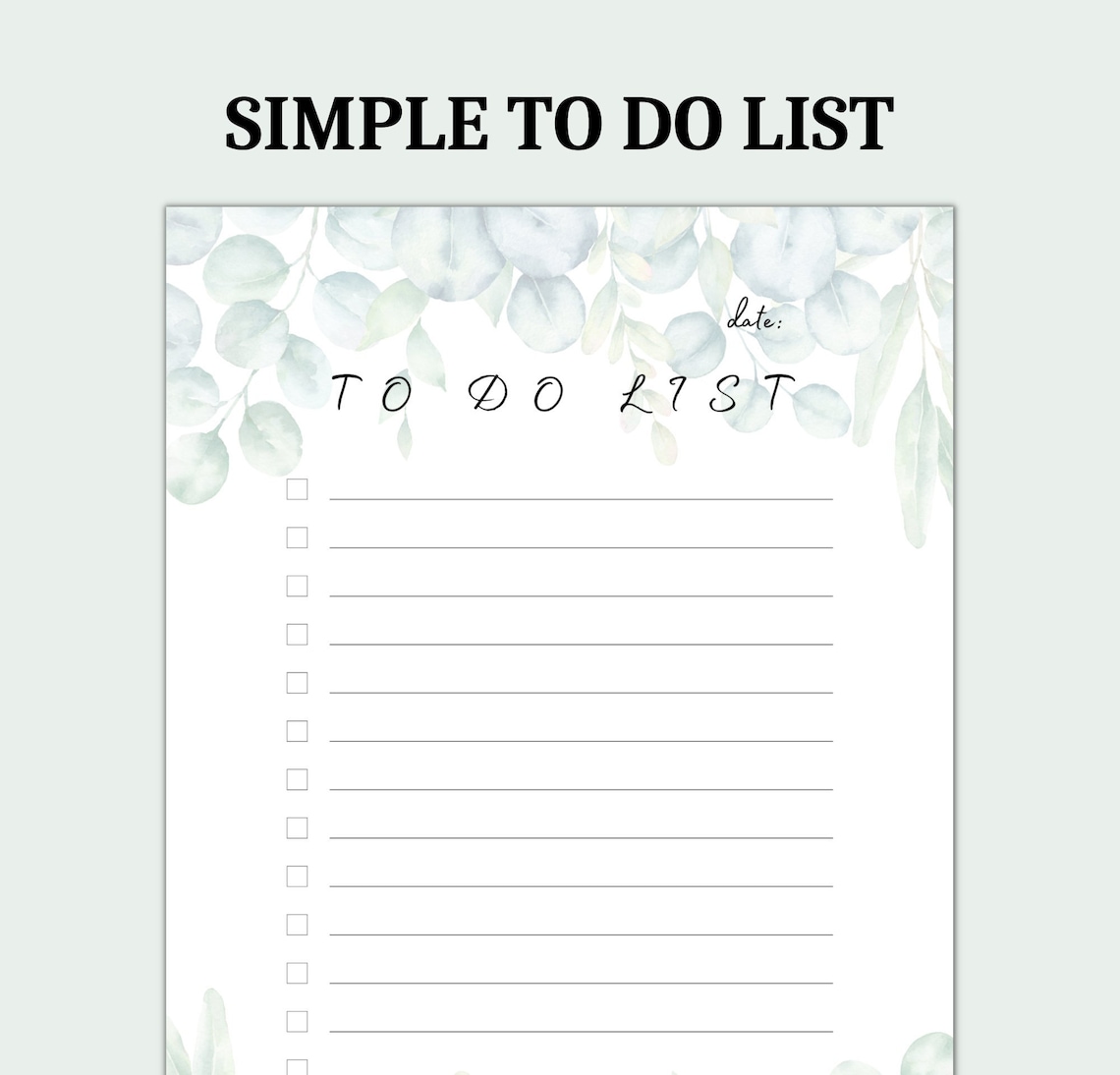 Simple to Do List Printable Simple Tasks List Template - Etsy