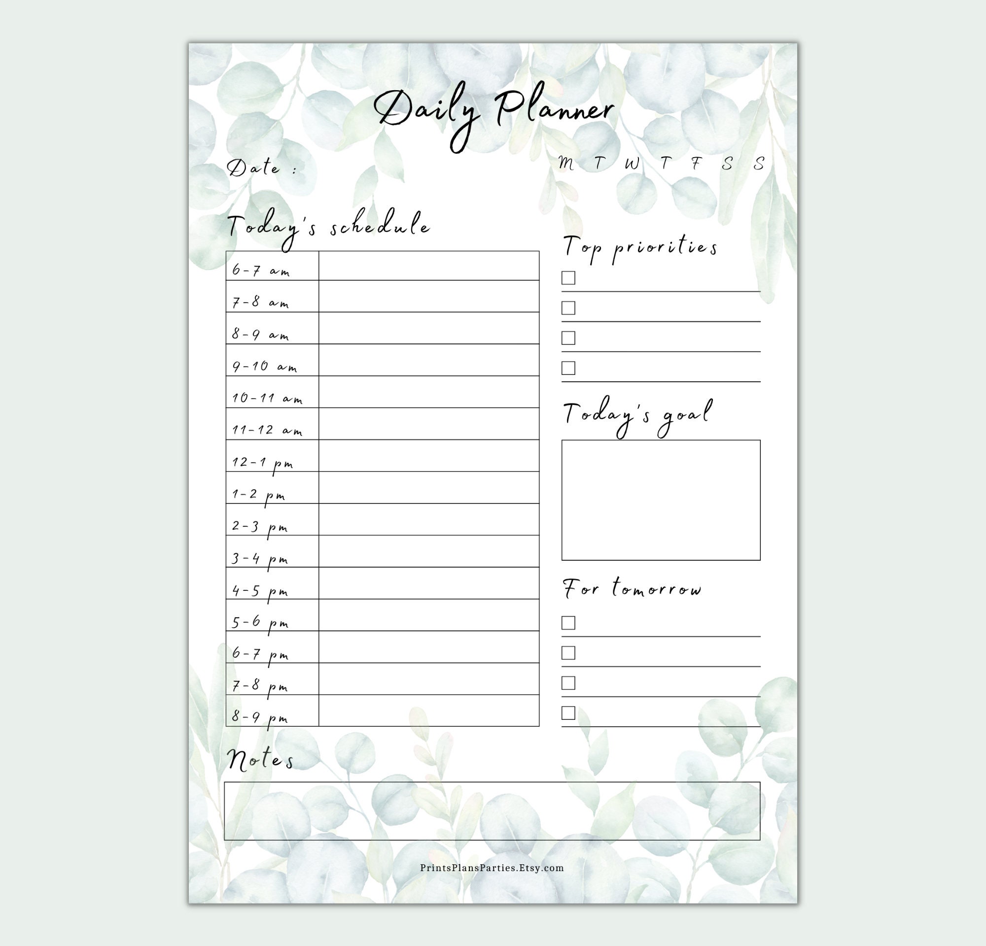 Daily Planner Printable, Daily to Do List for Scheduling, Everyday ...