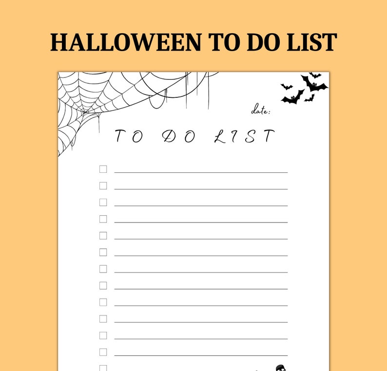 Halloween to Do List Printable, Spooky Task Organizer With Spider Webs ...