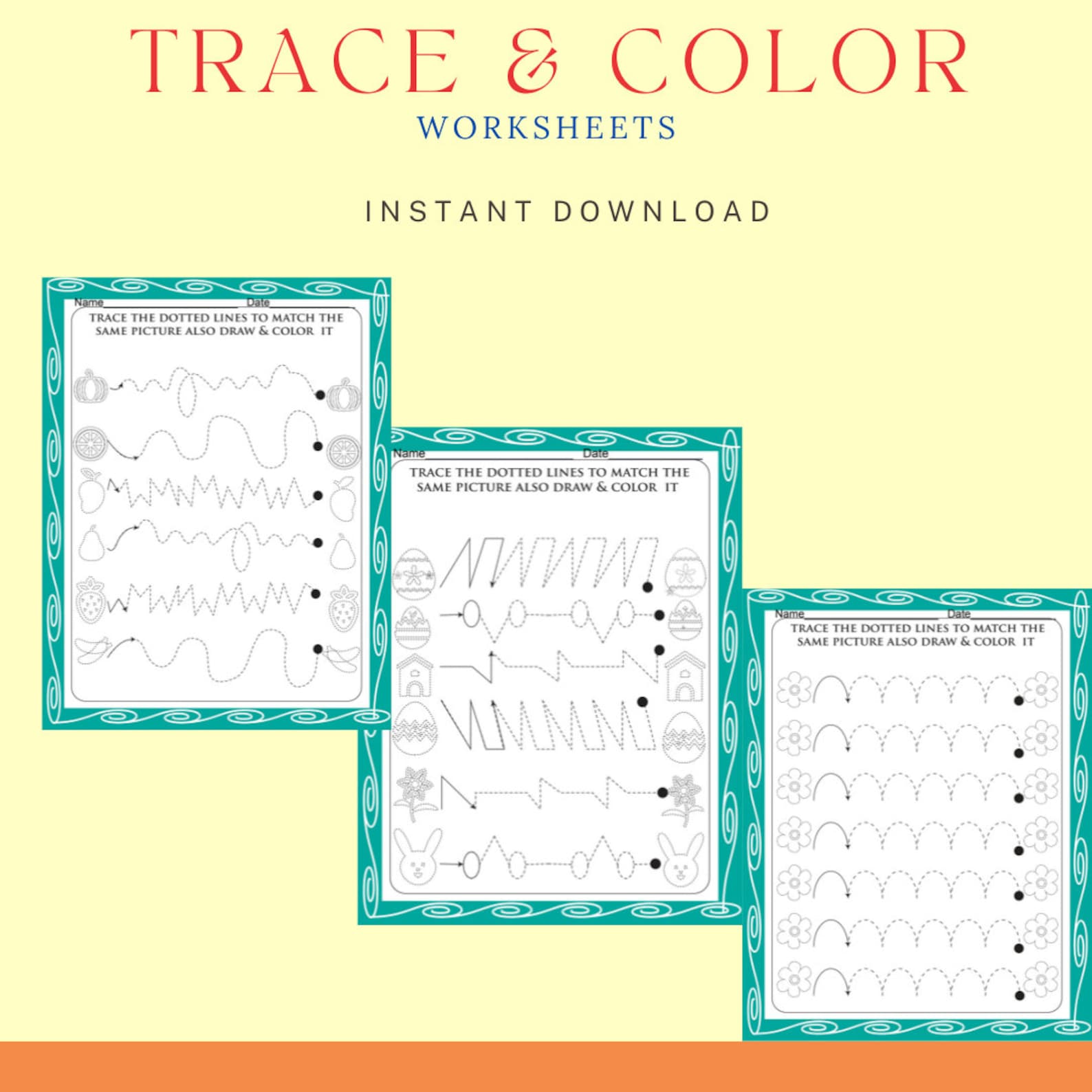 Tracing Lines, Trace and Color Worksheets, Pre-writing Practice, Busy ...