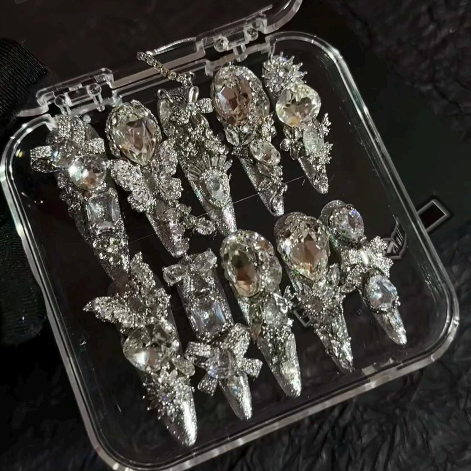 Best Deal! XL Full Bling Press on Nails Swarovski Extra Long Nails ...