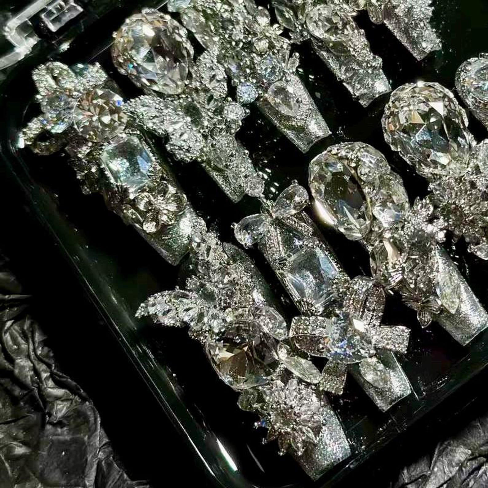 Best Deal! XL Full Bling Press on Nails Swarovski Extra Long Nails ...