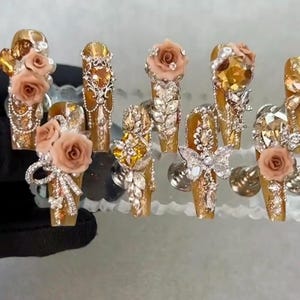 7cm XXXL Dazzling Press on Nails, High-end Rhinestone Long Nails, XL ...