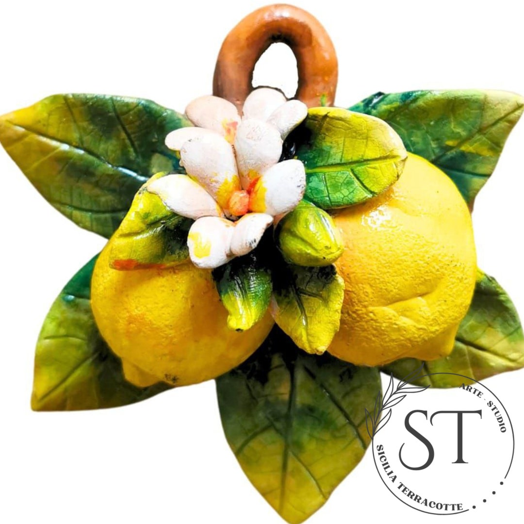 Bunch of Lemons in Terracotta, Decorated Sicilian Art, Ceramic Favors ...