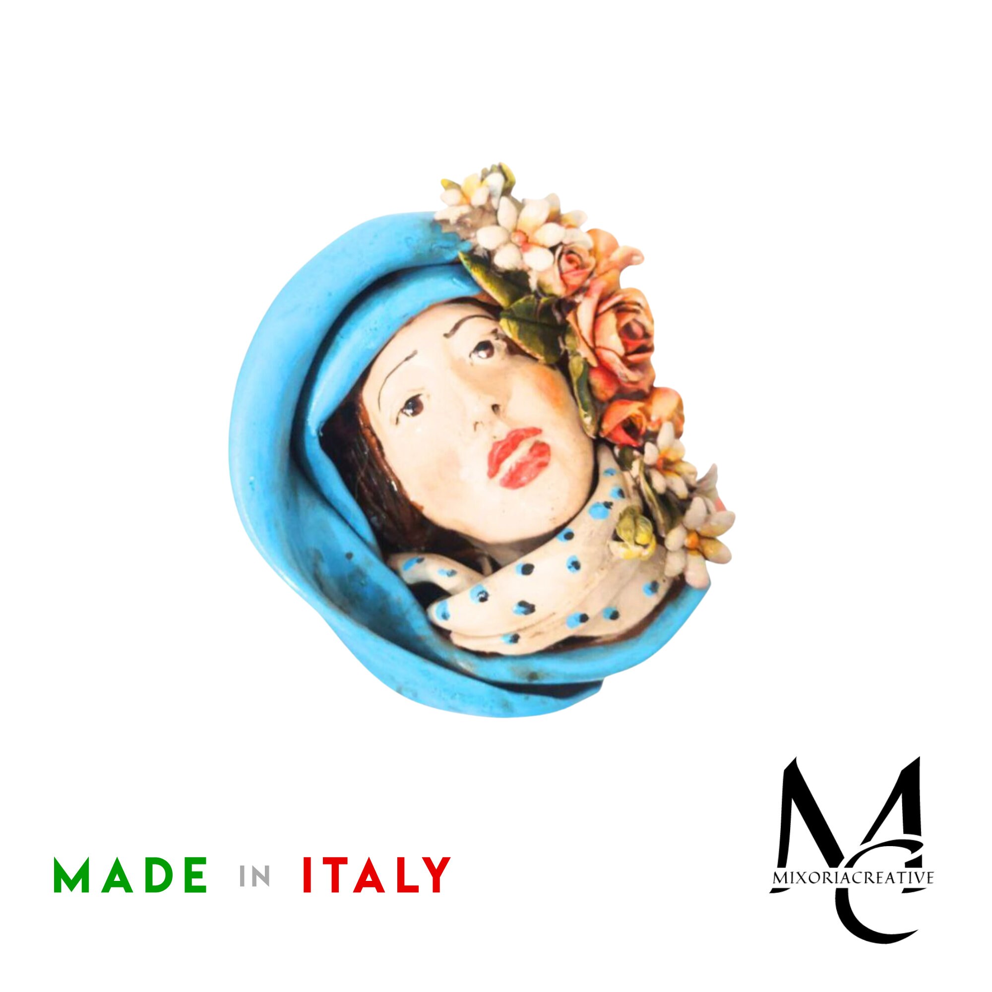 Made in Italy-terracotta Wall Mask, Original Handmade Ceramic White ...