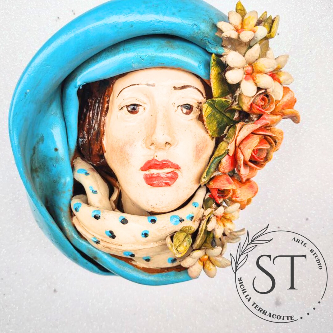 Made in Italy-terracotta Wall Mask, Original Handmade Ceramic White ...