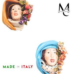 Made in Italy-terracotta Wall Mask, Original Handmade Ceramic White ...