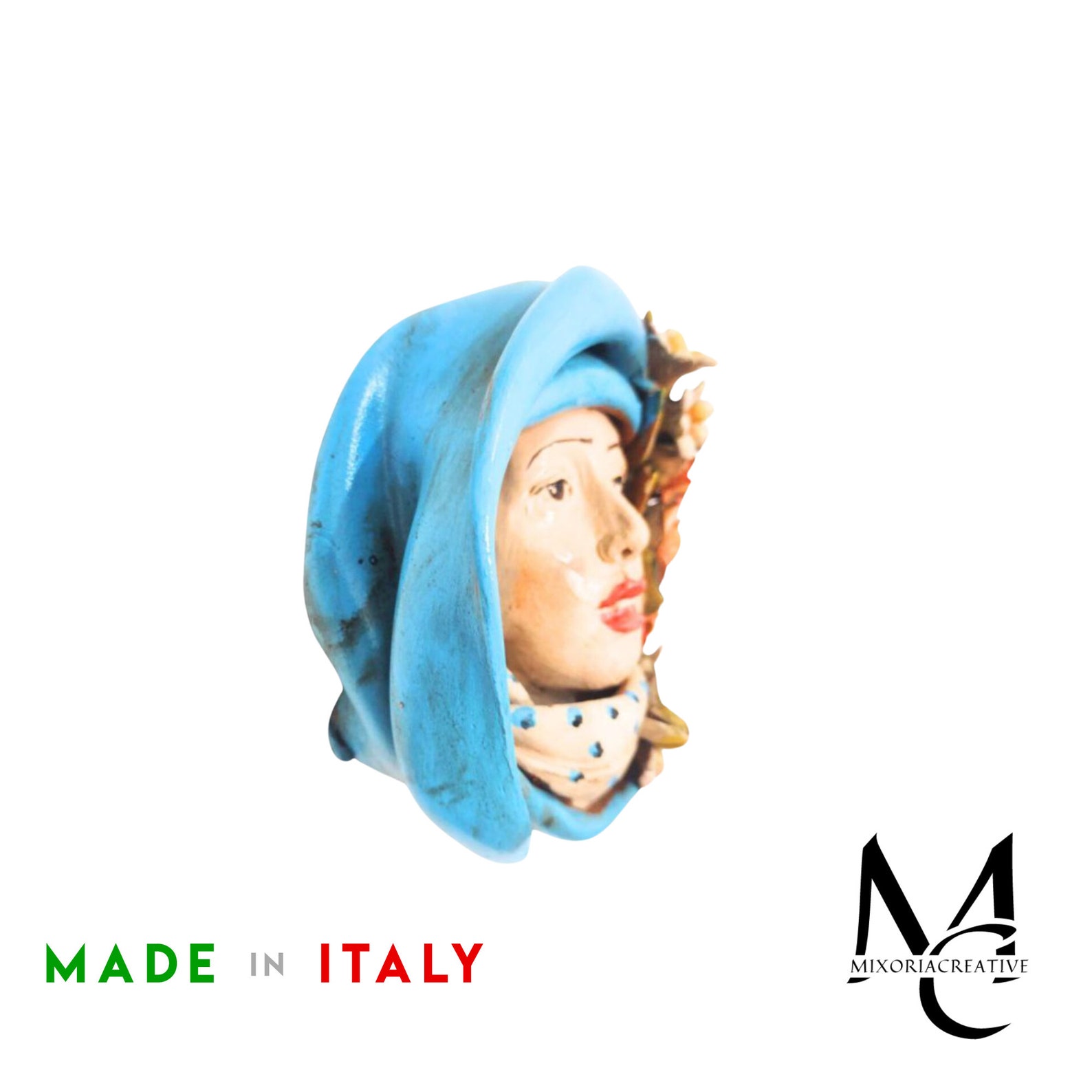 Made in Italy-terracotta Wall Mask, Original Handmade Ceramic White ...