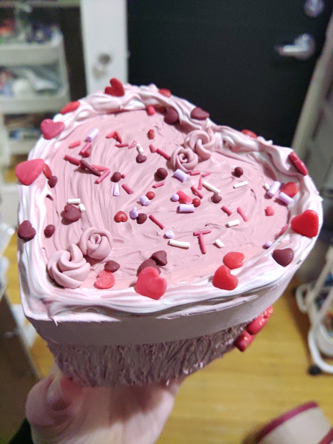 Fake Cake Box Heart Shaped Trinket Box Fake Frosting Heart Sprinkles ...