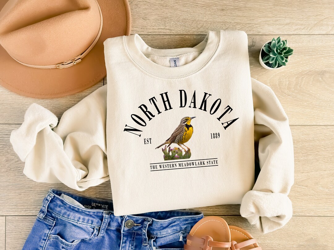 North Dakota State Bird Embroidered Crewneck - Western Meadowlark - Etsy