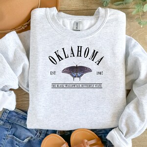 Oklahoma State Butterfly Embroidered Crewneck - Black Swallowtail - Etsy