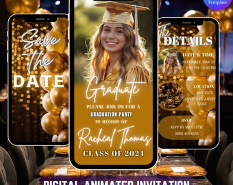 Purple Graduation Video Invitation Template,animated Invitation ...
