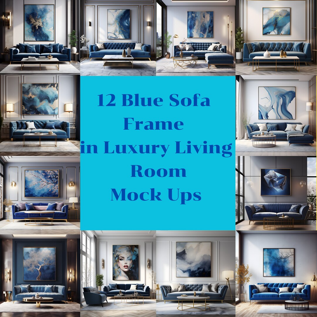12 Blue Sofa Frame in Luxury Living Room Mock Ups,room Mockup,frame ...