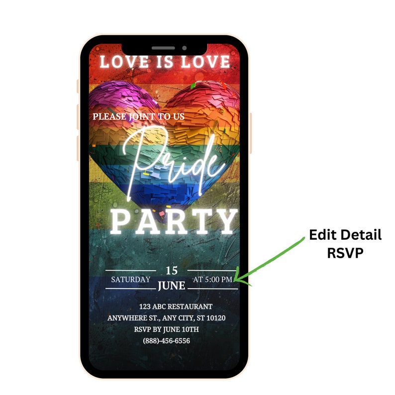 Vibrant Digital Pride Party Invitation Template, Editable LGBTQ, Event ...