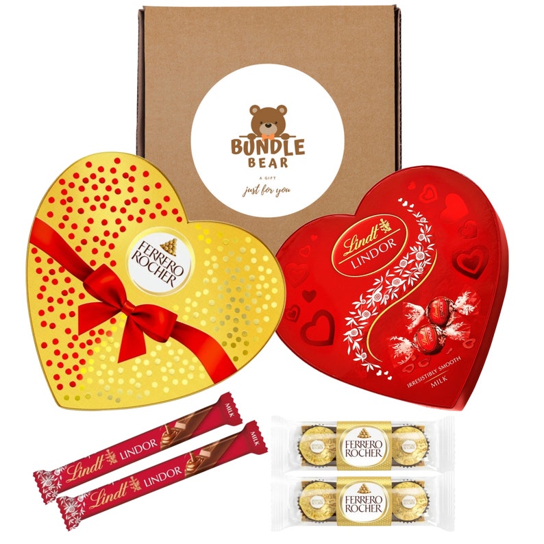 Ferrero Rocher & Lindt Lindor Valentine's Chocolate Gift Set Heart ...