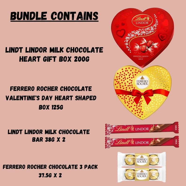 Ferrero Rocher & Lindt Lindor Valentine's Chocolate Gift Set Heart ...