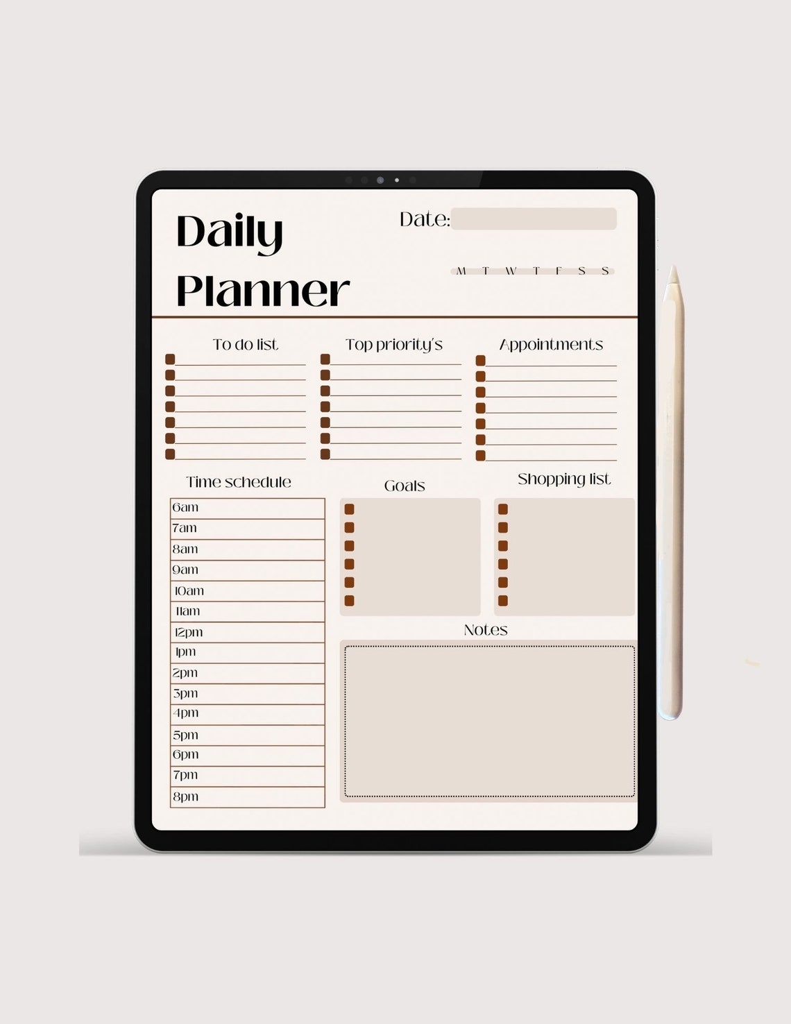 Elegant Daily Planner, Digital Daily Planner, Digital Download, Daily ...