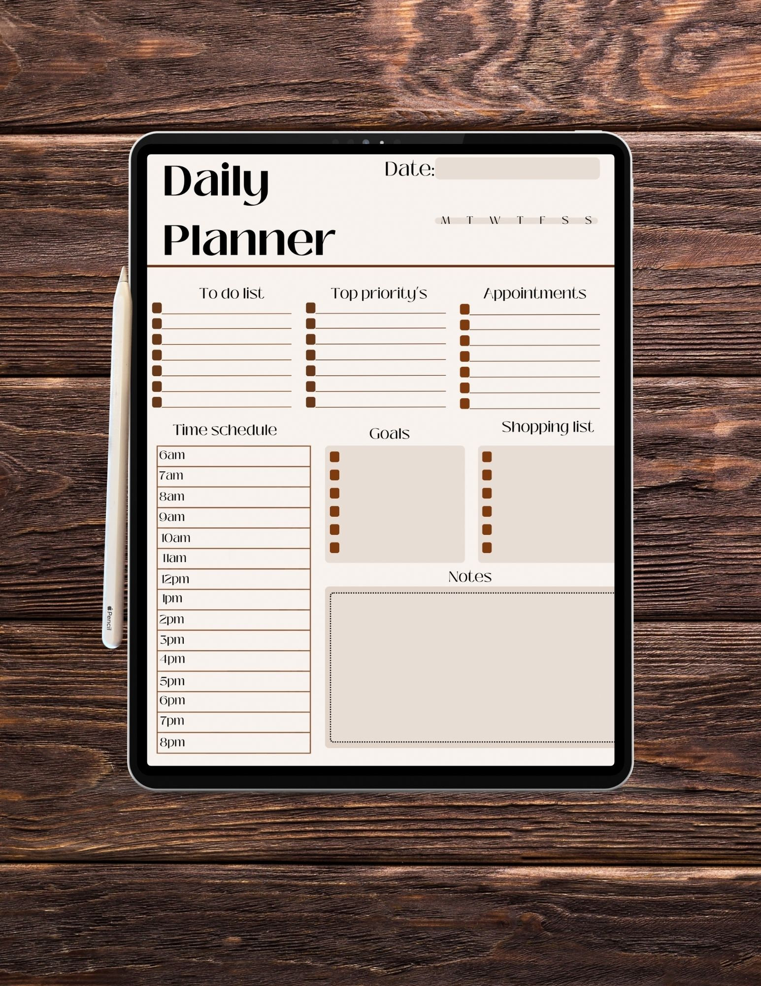 Elegant Daily Planner, Digital Daily Planner, Digital Download, Daily ...