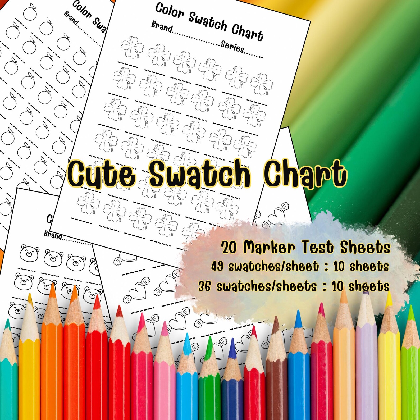 Blank Color Swatch Charts,printable Coloring Swatch Chart ,alcohol ...